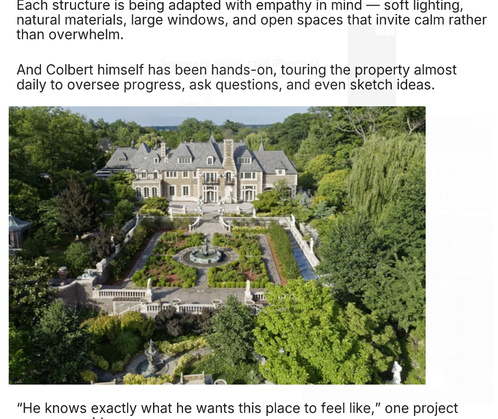 Stephen Colbert Transforms His $39 Million Inherited Estate Into “The ...